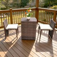 China Factory Customization Cheap Costs Classic Three Piece Set Space Save Garden Patio Rattan Chair and Table for sale