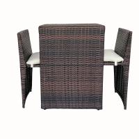 China Factory Customization Cheap Costs Classic Three Piece Set Space Save Garden Patio Rattan Chair and Table for sale