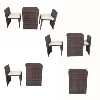 China Factory Customization Cheap Costs Classic Three Piece Set Space Save Garden Patio Rattan Chair and Table for sale