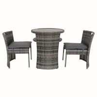China Wholesale Outdoor Garden Metal Frame Artificial Weaving Balcony Space Saving Table and Chairs for sale