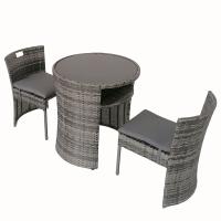 China Wholesale Outdoor Garden Metal Frame Artificial Weaving Balcony Space Saving Table and Chairs for sale