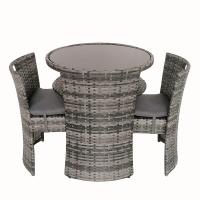China Wholesale Outdoor Garden Metal Frame Artificial Weaving Balcony Space Saving Table and Chairs for sale