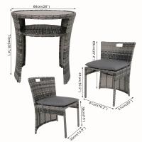 China Wholesale Outdoor Garden Metal Frame Artificial Weaving Balcony Space Saving Table and Chairs for sale
