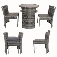 China Wholesale Outdoor Garden Metal Frame Artificial Weaving Balcony Space Saving Table and Chairs for sale