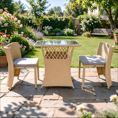 China 2026 New Arrival Factory Wholesale Outdoor Rattan Table Chair Set, Waterproof Garden Balcony Set for Home Cafe Restaurant for sale