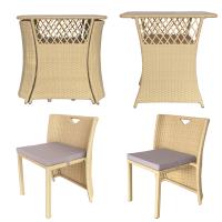 China 2026 New Arrival Factory Wholesale Outdoor Rattan Table Chair Set, Waterproof Garden Balcony Set for Home Cafe Restaurant for sale