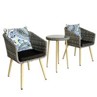 China Modern Gray Poly Rattan Non-Foldable Patio Dining Set with Cushions 2 Seater Outdoor Garden Furniture Contemporary Design for sale