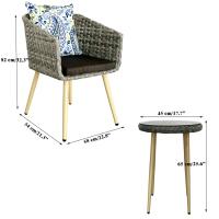 China Modern Gray Poly Rattan Non-Foldable Patio Dining Set with Cushions 2 Seater Outdoor Garden Furniture Contemporary Design for sale