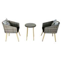 China Modern Gray Poly Rattan Non-Foldable Patio Dining Set with Cushions 2 Seater Outdoor Garden Furniture Contemporary Design for sale
