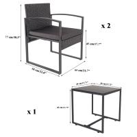 China 3 Pieces Outdoor Rattan Furniture Set, Patio Wicker Chair and Table Combo with Waterproof Cushions, Modern PE Weave Bistro Set for sale