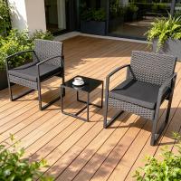 China 3 Pieces Outdoor Rattan Furniture Set, Patio Wicker Chair and Table Combo with Waterproof Cushions, Modern PE Weave Bistro Set for sale