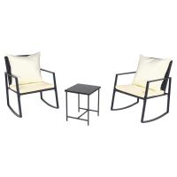 China Factory Wholesale Rattan Wicker Patio Furniture Set for Balcony, Garden, Pool Side  Outdoor Rocking Chair Set for sale