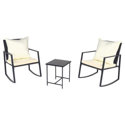 China Factory Wholesale Rattan Wicker Patio Furniture Set for Balcony, Garden, Pool Side  Outdoor Rocking Chair Set for sale