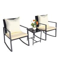 China Factory Wholesale Rattan Wicker Patio Furniture Set for Balcony, Garden, Pool Side  Outdoor Rocking Chair Set for sale