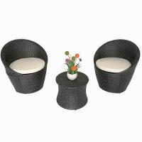 China Synthetic Rattan Patio Conversation Set Outdoor Bistro Vase Chairs with Coffee Table All-Weather Wicker for Balcony Porch for sale