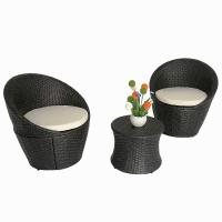 China Synthetic Rattan Patio Conversation Set Outdoor Bistro Vase Chairs with Coffee Table All-Weather Wicker for Balcony Porch for sale