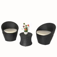 China Synthetic Rattan Patio Conversation Set Outdoor Bistro Vase Chairs with Coffee Table All-Weather Wicker for Balcony Porch for sale