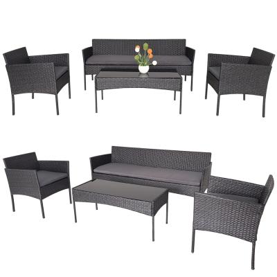 China Modern Eco-Friendly Wicker Rattan Outdoor Conversation Set with Coffee Table for Patio and Courtyard PE Rattan Garden Furniture for sale