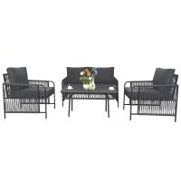 China Factory Wholesale Indoor Out Door Use Metal Frames Rope Conversation Sofa Set with Coffee Table for sale