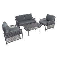 China Factory Wholesale Indoor Out Door Use Metal Frames Rope Conversation Sofa Set with Coffee Table for sale