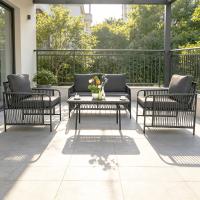 China Factory Wholesale Indoor Out Door Use Metal Frames Rope Conversation Sofa Set with Coffee Table for sale