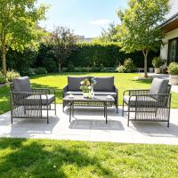China Factory Wholesale Indoor Out Door Use Metal Frames Rope Conversation Sofa Set with Coffee Table for sale