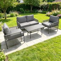 China Factory Wholesale Indoor Out Door Use Metal Frames Rope Conversation Sofa Set with Coffee Table for sale