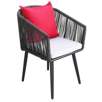 China Factory Hot Sale Indoor and Outdoor Use 4-Piece Set of Rope Woven Chairs & Coffee Table with Tapered Metal Legs for sale
