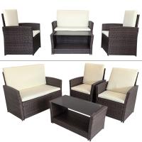 China 4 Pcs Outdoor Wicker Patio Furniture Set with Cushions Glass Table  Rattan Conversation Set Outdoor Sits for sale
