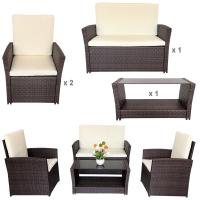 China 4 Pcs Outdoor Wicker Patio Furniture Set with Cushions Glass Table  Rattan Conversation Set Outdoor Sits for sale