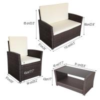 China 4 Pcs Outdoor Wicker Patio Furniture Set with Cushions Glass Table  Rattan Conversation Set Outdoor Sits for sale