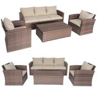 China Best Seller 4 Pcs Patio Furniture Set Rattan Sofa Sets Indoor Outdoor Use Steel Frame PE Rattan Wicker Sofa Set Furniture for sale