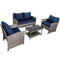 China Set of 4 Wholesale High Quality Good Price Steel Frame Rattan Garden Table and Chairs Hot Sale Promotion for sale