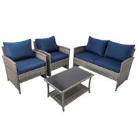 China Set of 4 Wholesale High Quality Good Price Steel Frame Rattan Garden Table and Chairs Hot Sale Promotion for sale