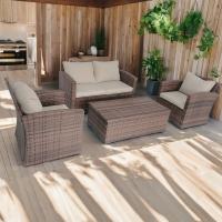 China Factory Direct Sales and Wholesale Set of  4 Luxury Patio Furniture Set Garden Furniture Outdoor Rattan Sofa for sale