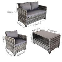 China Wholesale Manufacture Set of 4 Leisure  Conversation Rattan Table and Chair with Plastic Feet for sale