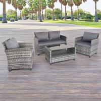 China Wholesale Manufacture Set of 4 Leisure  Conversation Rattan Table and Chair with Plastic Feet for sale