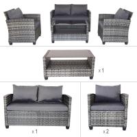 China Wholesale Manufacture Set of 4 Leisure  Conversation Rattan Table and Chair with Plastic Feet for sale