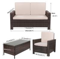 China Best Quality Promotional Modern Garden Courtyard Sectional Sofa Sets Outdoor Furniture 4 Pieces Patio Sofas with Coffee Table for sale