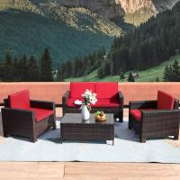 China Best Quality Promotional Modern Garden Courtyard Sectional Sofa Sets Outdoor Furniture 4 Pieces Patio Sofas with Coffee Table for sale