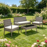 China Modern 4-Piece Outdoor Wicker Rattan Sofa Set All-Weather Patio Conversation Furniture Chairs With Coffee Table for sale