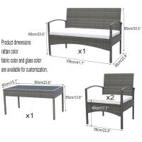 China Modern 4-Piece Outdoor Wicker Rattan Sofa Set All-Weather Patio Conversation Furniture Chairs With Coffee Table for sale