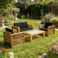 China Honeycomb Woven PE Rattan Sofa Set Waterproof Outdoor Furniture for Backyard for sale