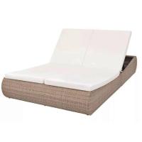 China Hot Sale Outdoor Furniture Outdoor Garden Rattan Daybed Waterproof Sun Lounger Poolside Double Bed for sale