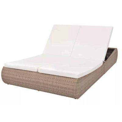 China Hot Sale Outdoor Furniture Outdoor Garden Rattan Daybed Waterproof Sun Lounger Poolside Double Bed for sale