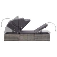China Wholesale Promotion Outdoor Patio Poolside Garden Rattan Furniture Sun Lounger with Canopy and Cushion Waterproof Fabric Sunbed for sale