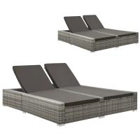 China 2022 New Design  Patio Garden Outdoor Furniture Backrest Adjustable Poly Rattan Double Sun Lounger  Sun Bed              Daybed for sale