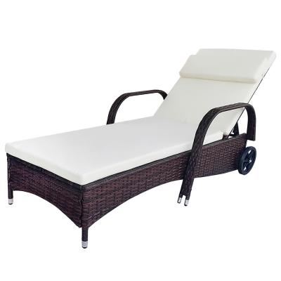 China Factory Wholesale Leisure Living Outdoor Furniture Rattan Sun Bed Lazy Bed Mail Box Packing Weather Resistance Chaise Lounge for sale