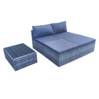 China Wholesale Factory Delivery Made in China Outdoor Furniture Rattan Multi Function Sofa Set Wicker Chaise Lounge With Coffee Table for sale