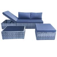 China Wholesale Factory Delivery Made in China Outdoor Furniture Rattan Multi Function Sofa Set Wicker Chaise Lounge With Coffee Table for sale